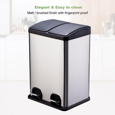 40L Compartment Recycling Bin Kitchen Pedal Dust Bin Removable ...