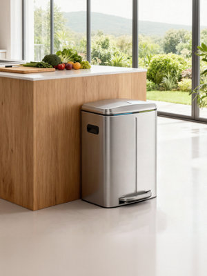 40L Double Kitchen Bin with Lids, Rubbish Bin, Soft Close with Plastic ...
