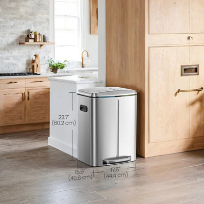 40L Double Kitchen Bin with Lids, Rubbish Bin, Soft Close with Plastic ...