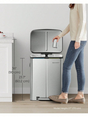40L Double Kitchen Bin with Lids, Rubbish Bin, Soft Close with Plastic ...