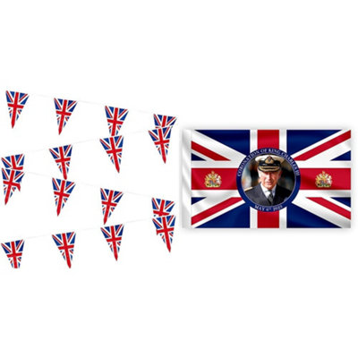 40m 1305ft Union Jack Bunting Banner 100 Triangle Flags Sports Royal ...