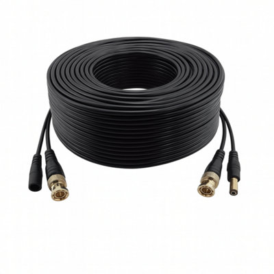 40m Premium Black Copper CCTV Cable BNC & DC Power Video Lead for ...
