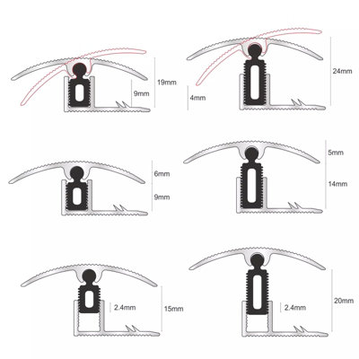 40mm Aluminium Door Threshold Strip TTG Adjustable Height Easy Clip ...