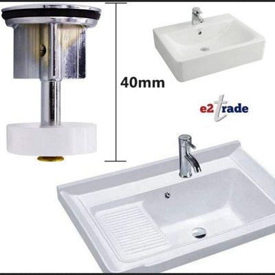 40mm Bathroom Basin Sink Waste Pop Up Plug Replacement Heavy Duty Brass ...