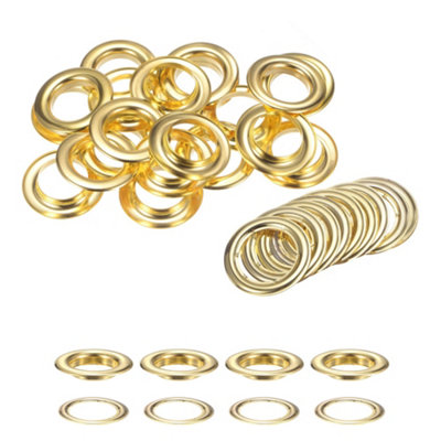 40mm Brass Eyelets with Washers, Rust-Proof Grommets, Gold - 10pcs