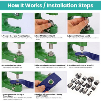 40mm Eyelets Grommets Fixing Dies Set for Green Machine Hand Press ...