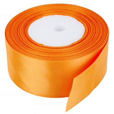 40mm Fluorescent Orange Double Sided Satin Polyester Ribbon Roll, 25 metres