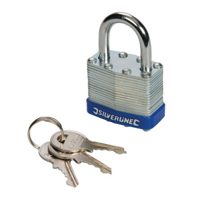 40mm Laminated STEEL Padlock 3 KEYS Hardened Steel 6mm Shackle Locker ...