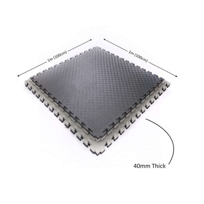 40mm Premium Reversible Black and Grey EVA Tatami Foam Mats 1 Piece