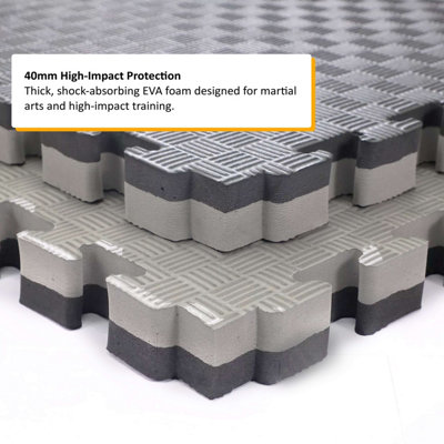 40mm Premium Reversible Black and Grey EVA Tatami Foam Mats 1 Piece