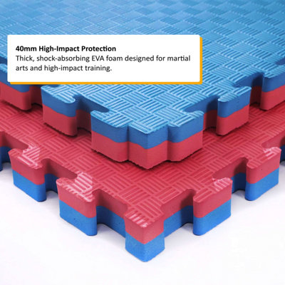 40mm Premium Reversible Red and Blue EVA Tatami Foam Mats 12 Pieces