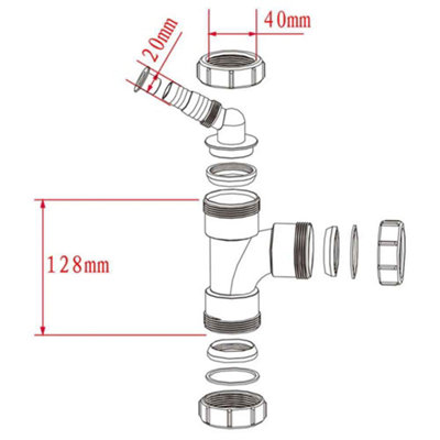 40MM PVC T-SHAPE KITCHEN SINK DRAIN PIPE 3-WAY CONNECTOR FOR SINK HOSES ...