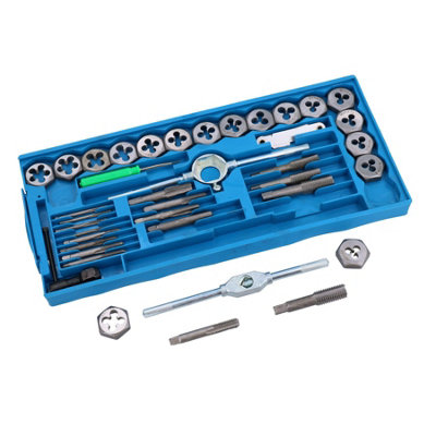 40pc Metric MM Tap and Die Set Cutting Rethreaded Rethreading Set M3-M12