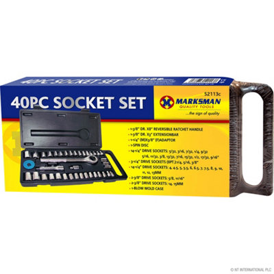 40PC Socket Set Box with Handle Torx Star Bit Ratchet Spark Plug ...