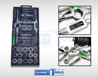 40Pc Tap & Die Set Carbon Steel Screw Thread Repair Tool Kits Die set ...