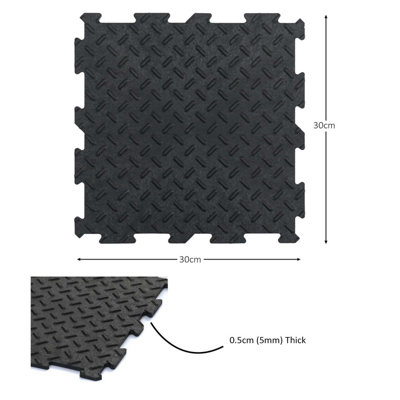 40pcs Alpha Tile Interlocking Recycled Rubber Floor Tile 30cm x 30cm