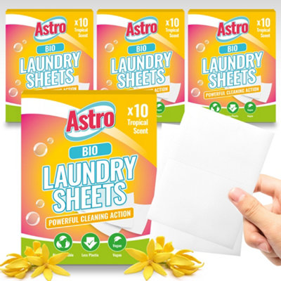 40pk Non-Bio Laundry Detergent Sheet, Cotton Scent Washing Powder ...