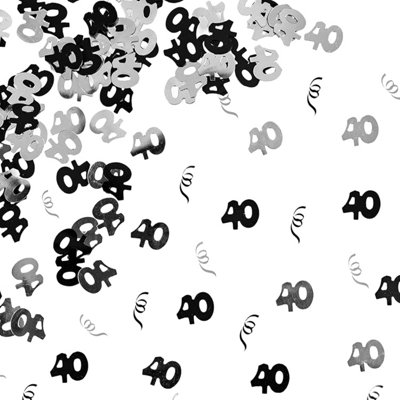 40th Birthday Confetti Black & Silver 2 pack x 14 grams birthday ...