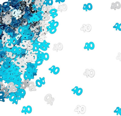 40th Birthday Confetti Blue & Silver 2 pack x 14 grams birthday ...