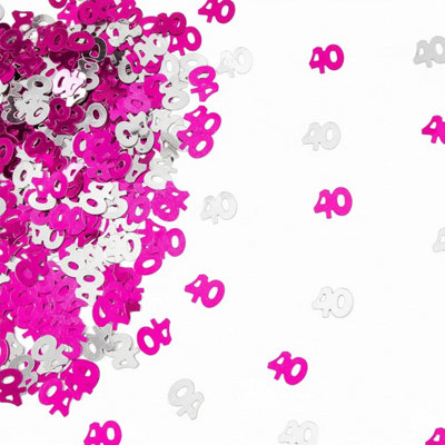 40th Birthday Confetti Pink & Silver 2 pack x 14 grams birthday ...