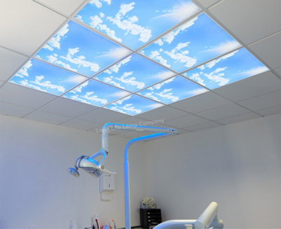 40w Blue Sky LED Ceiling Panel Light 600 x 600 Cloud Sun Scene