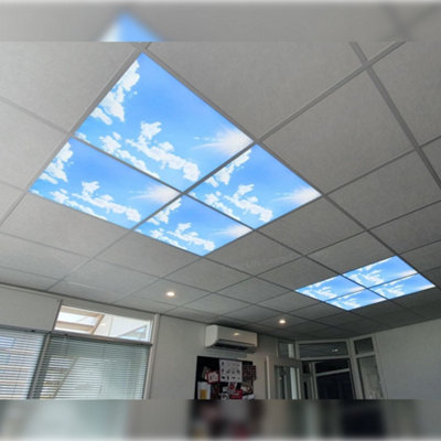 40w Blue Sky LED Ceiling Panel Light 600 x 600 Cloud Sun Scene