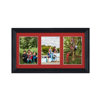 40X20CM Black Classic Multi Photo Frame with Crimson Mount - Holds 3 ...