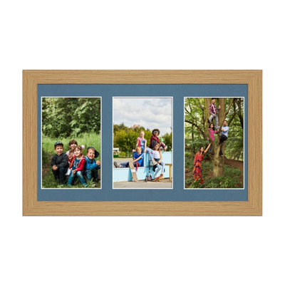 40X20CM Light Oak Modern Multi Photo Frame with Pompadour Mount - Holds ...