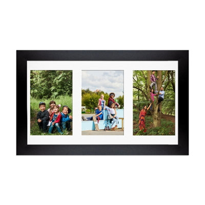 40X20CM Matte Black Modern Multi Photo Frame with White Mount - Holds 3 ...