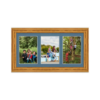 40X20CM Oak Classic Multi Photo Frame with Pompadour Mount - Holds 3 ...