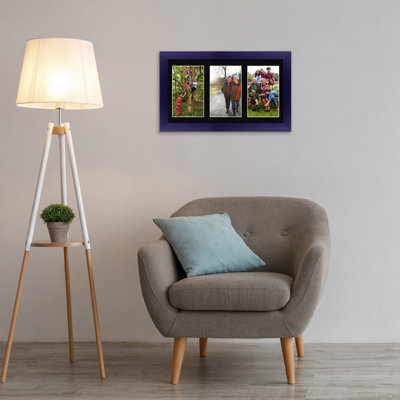 40X20CM Purple Modern Multi Photo Frame with Black Mount - Holds 3 ...