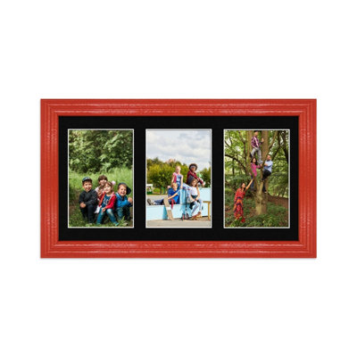 40X20CM Red Classic Multi Photo Frame with Black Mount - Holds 3 ...
