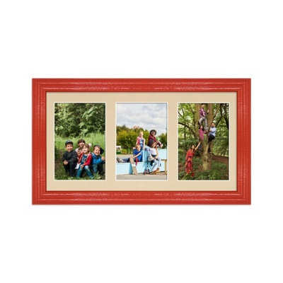 40X20CM Red Classic Multi Photo Frame with Ivory Mount - Holds 3 ...