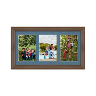 40X20CM Walnut Classic Multi Photo Frame with Pompadour Mount - Holds 3 ...