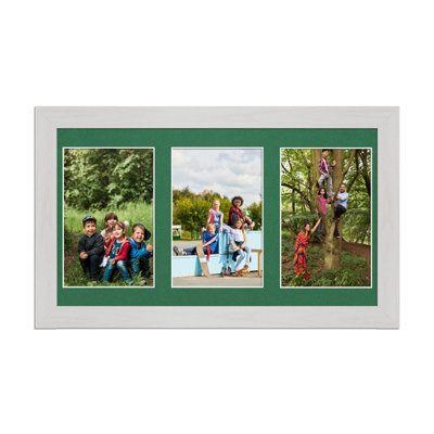40X20CM White Ash Modern Multi Photo Frame with Emerald Mount - Holds 3 ...