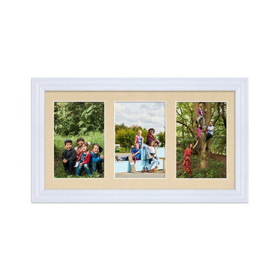 40X20CM White Classic Multi Photo Frame with Ivory Mount - Holds 3 ...