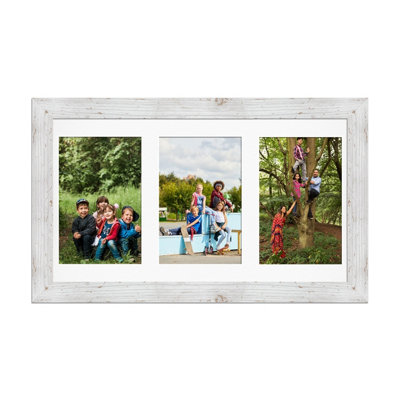 40X20CM White Rustic Modern Multi Photo Frame with White Mount - Holds ...