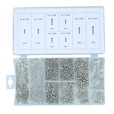 410pc Stainless Steel Metal Screws Self Tapping Screw M3 - M5 Phillips Head