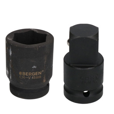 41mm Metric 3/4" or 1" Drive Deep Impact Socket 6 Sided With Step Up ...