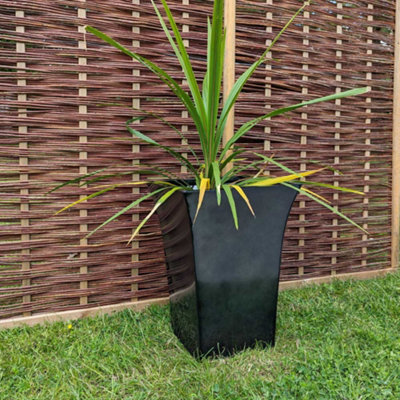 42.5cm Zinc Platinum Black Flared Tapered Square Planter | DIY at B&Q
