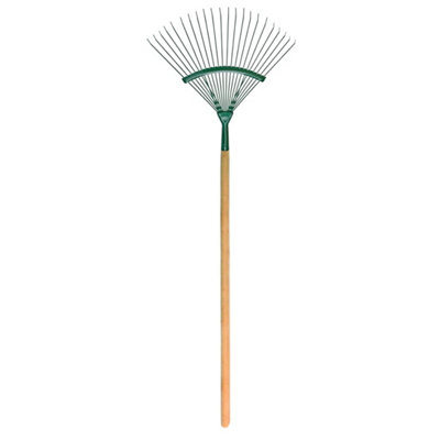 Buy 42 cm / 18 Tines Traditional Steel Fan Rake with 115 cm Long Handle ...