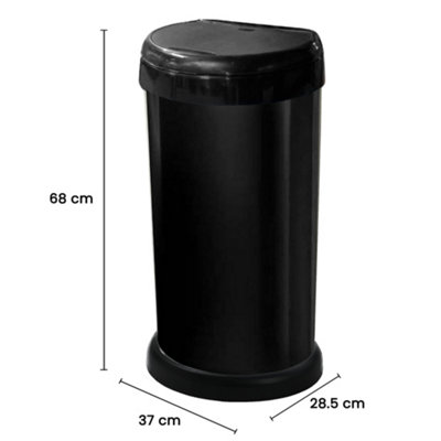 42L Moda Black Kitchen Bin Touch Top Waste Rubbish Recycle Bin - D ...