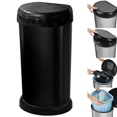 42L Moda Black Kitchen Bin Touch Top Waste Rubbish Recycle Bin - D ...