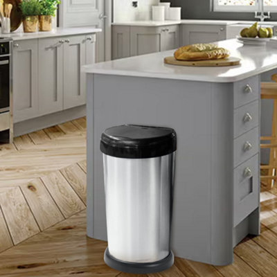42L MODA SILVER TOUCH TOP KITCHEN BIN WASTE RUBBISH RECYCLE BIN - METAL ...