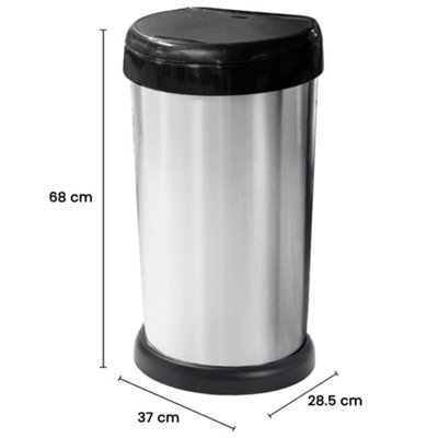 42L MODA SILVER TOUCH TOP KITCHEN BIN WASTE RUBBISH RECYCLE BIN - METAL ...