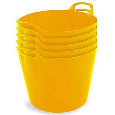 42L Yellow Flexi Tubs- Multi Purpose Flexible Storage Container Buckets ...