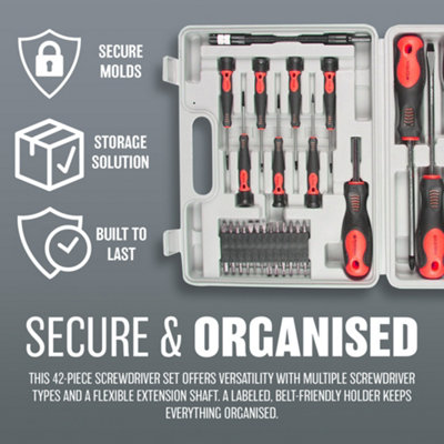 42PC Screwdriver Bit Set In Case Tool Kit Torx Phillips Precision ...