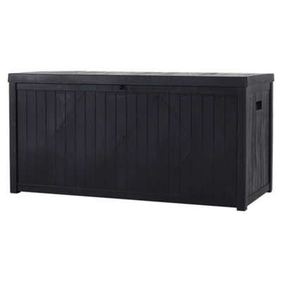 430L Black Lockable Waterproof Outdoor Garden Cushion Storage Box With ...