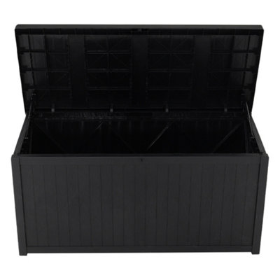 430L Black Lockable Waterproof Outdoor Garden Cushion Storage Box With ...