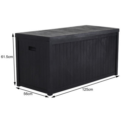 430L Black Lockable Waterproof Outdoor Garden Cushion Storage Box With ...